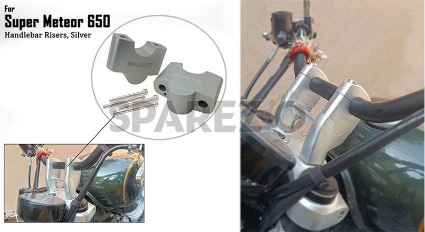 Royal Enfield Super Meteor 650 Aluminium Handlebar Risers 35mm Silver