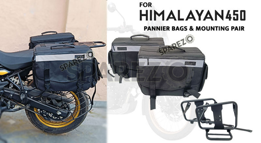 Fit For Royal Enfield New Himalayan 450 Canvas Pannier Black Bags With ...