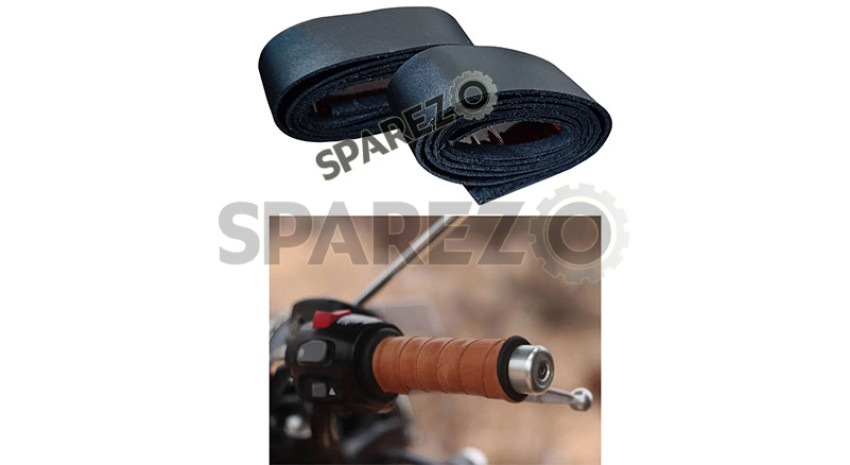 Royal Enfield GT And Interceptor 650 RH-LH Grip Leather Wrap Pair Black