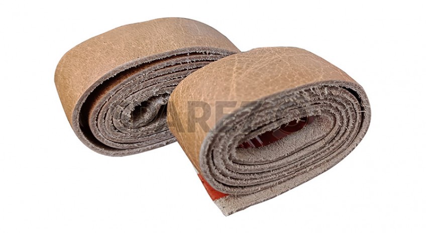 Royal Enfield GT And Interceptor 650 RH-LH Grip Leather Wrap Pair Tan Color